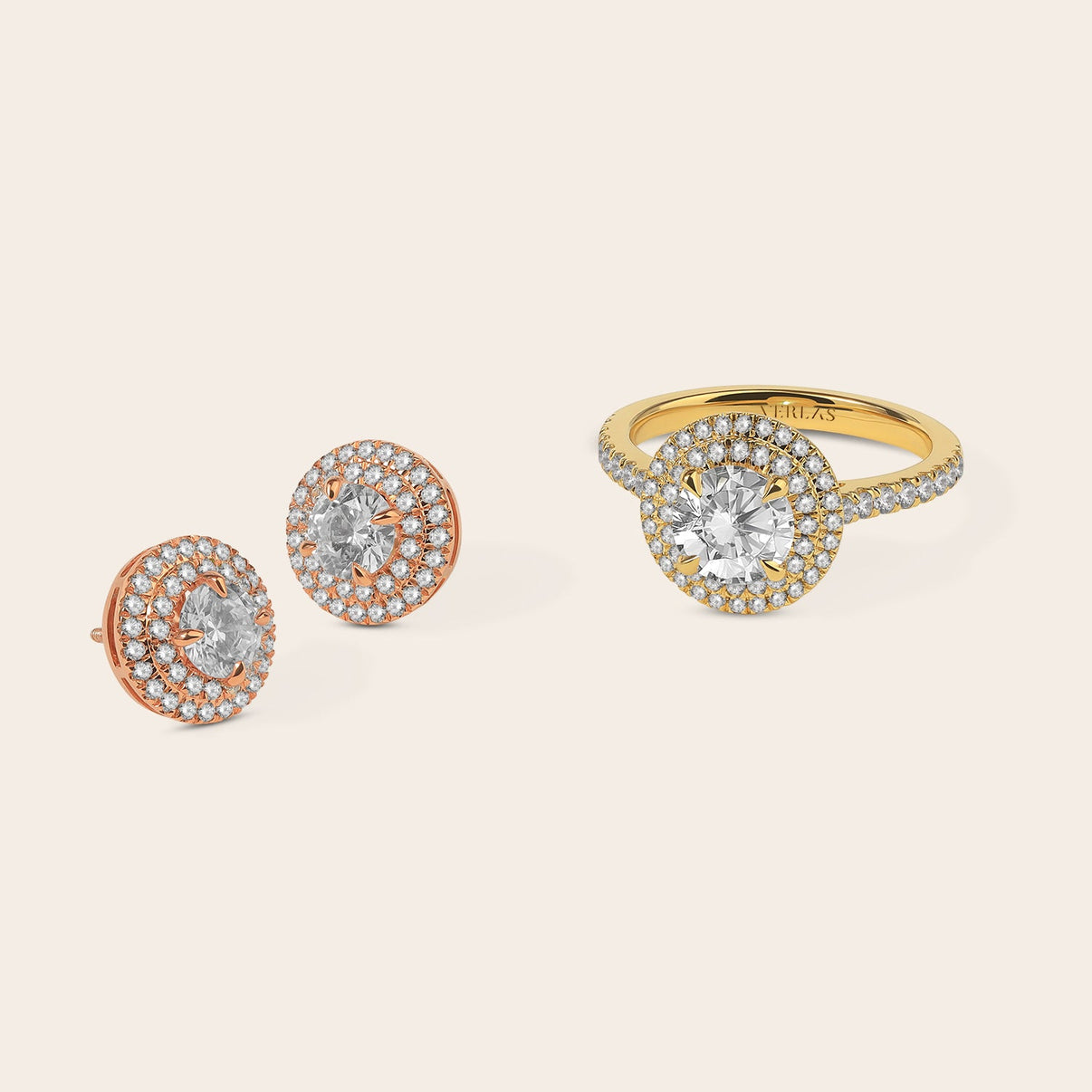 Quaint Double Halo Round Studs – Verlas