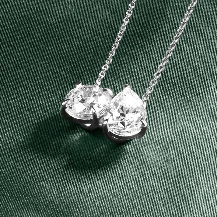 Round Pear Diamond Two-Stone Necklace – Verlas