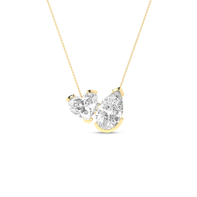 Heart Pear Diamond Two-Stone Necklace – Verlas