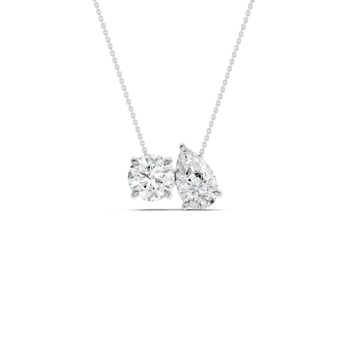 Round Pear Diamond Two-Stone Necklace – Verlas