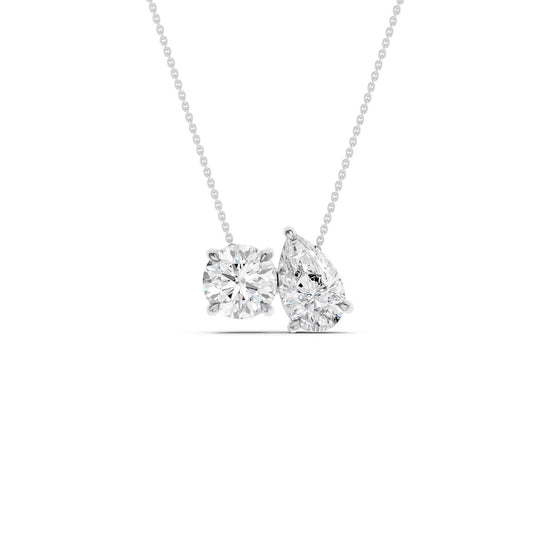 Round Pear Diamond Two-Stone Necklace – Verlas
