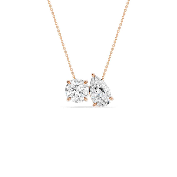 Round Pear Diamond Two-Stone Necklace – Verlas
