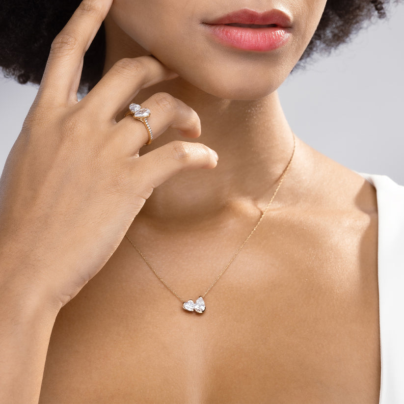 Heart Pear Diamond Two-Stone Necklace – Verlas